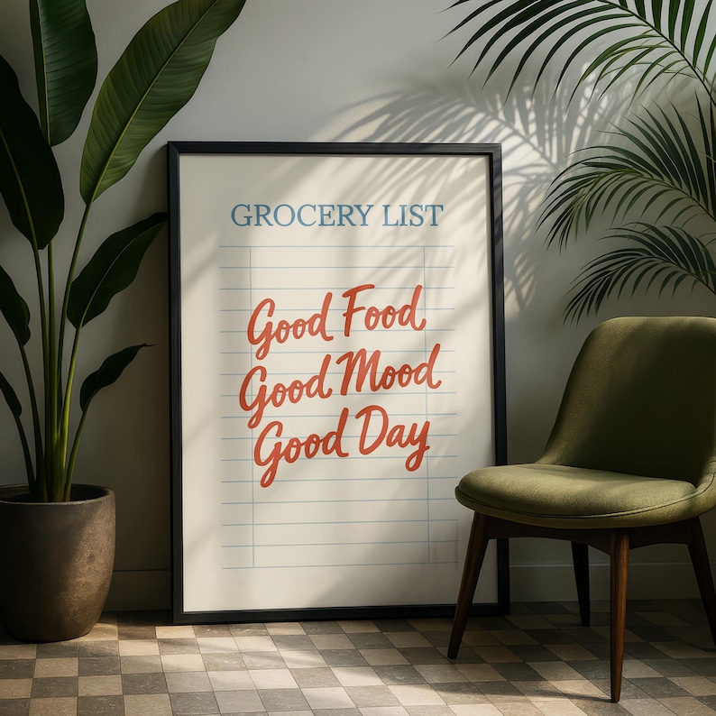 Good Food Good Mood Poster | Retro Kitchen Wall Art - Etsy