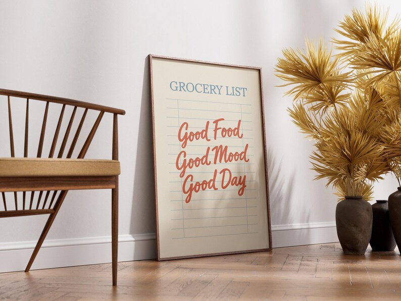 Good Food Good Mood Poster | Retro Kitchen Wall Art - Etsy