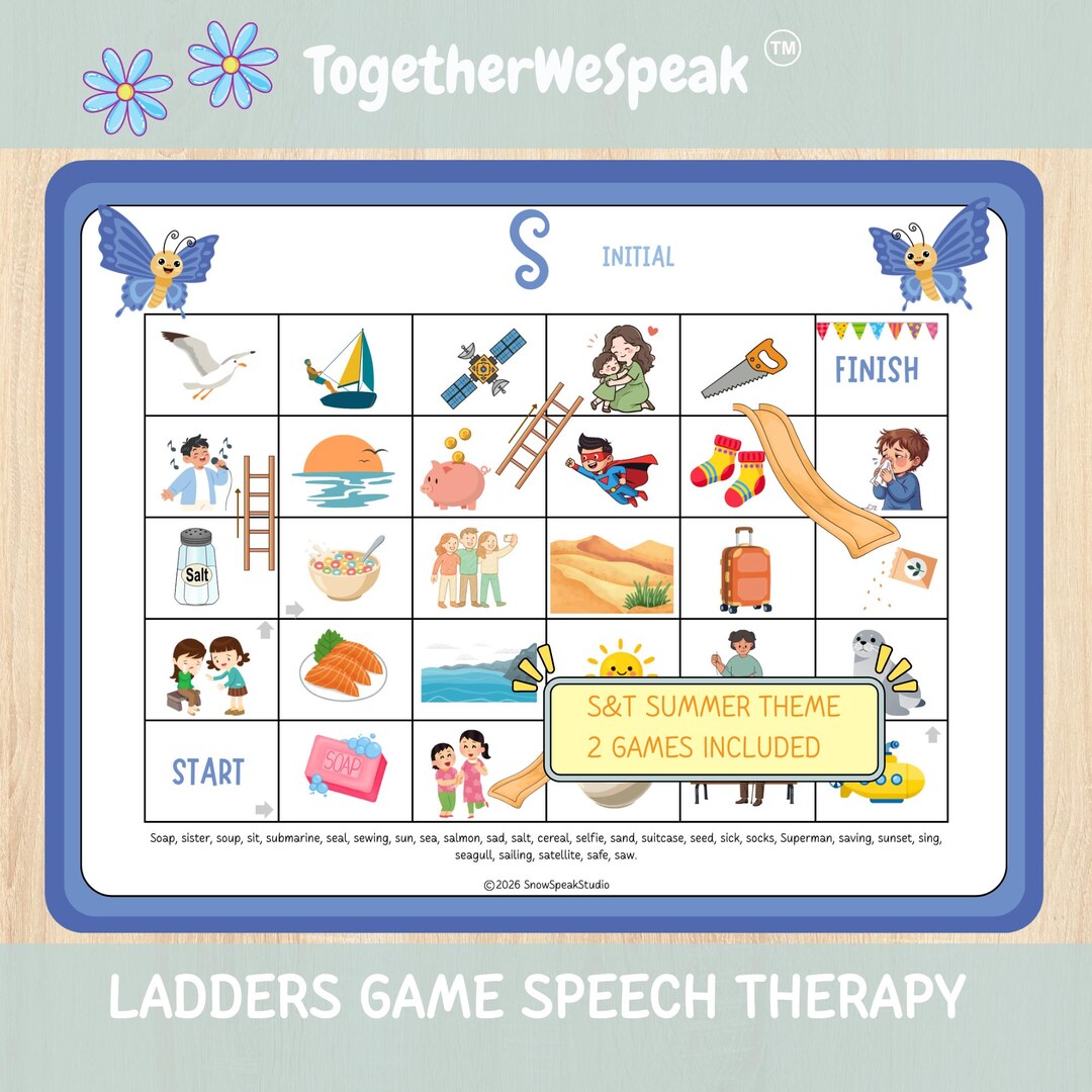 Summer Themed Speech Therapy. Ladder Game for Articulation Practice. S ...
