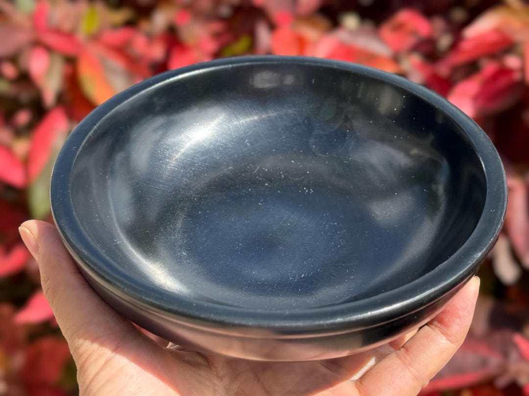 Large Black Soapstone Scrying Bowl – Hand-carved Smudge Incense Crystal ...