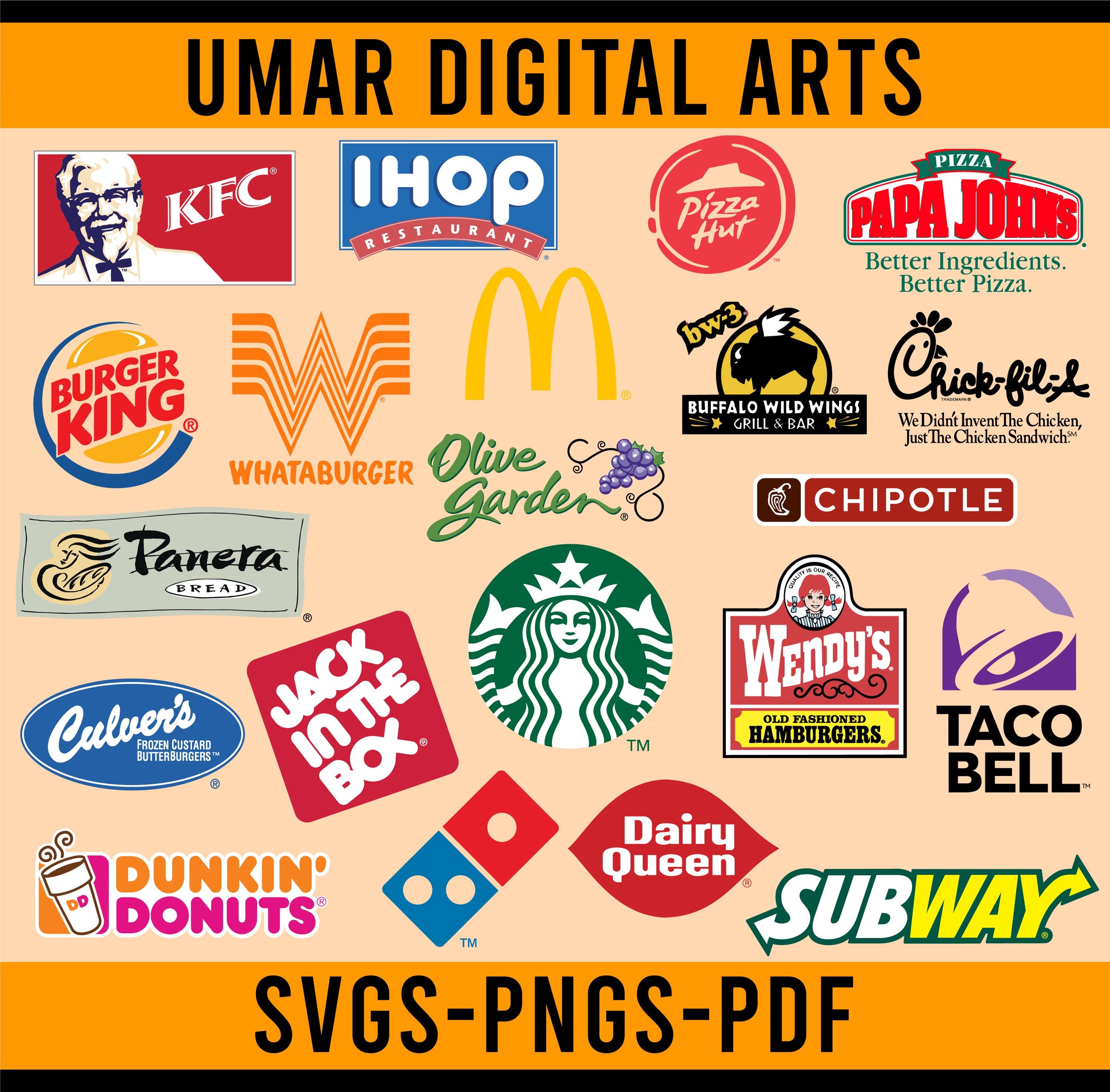 Fast Food Logos Svg Bundle Diner Logos Png Pizza Places Logos Svg ...
