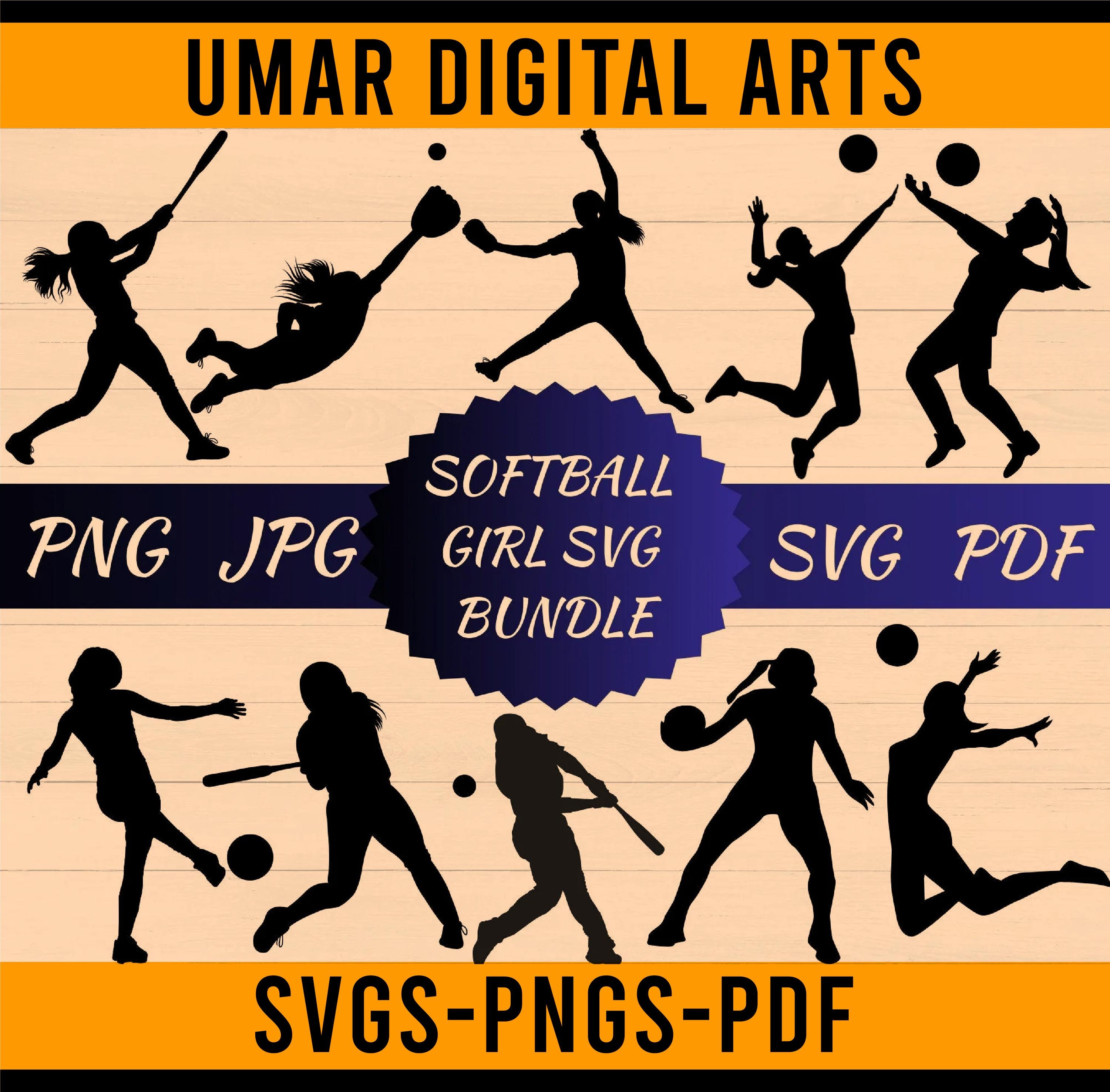Softball Girl SVG Silhouettes, SVG Cut Files, Softball Player, Batter ...