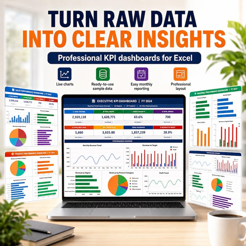 Interactive KPI Business Dashboard Template Excel – Sales Analytics ...