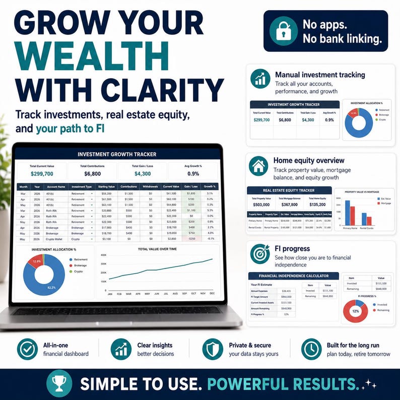 Net Worth Dashboard Google Sheets Excel | Assets Liabilities Debt ...