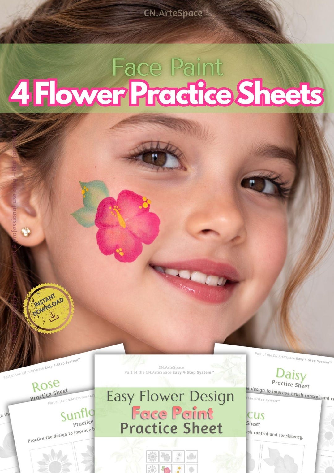 Flower Face Paint Practice Sheets – Brush Control Training (PDF ...