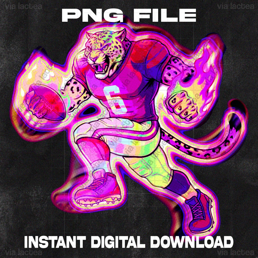 Leopard Football PNG, JAGUAR Sports Mascot Sublimation, Retro Cheetah ...