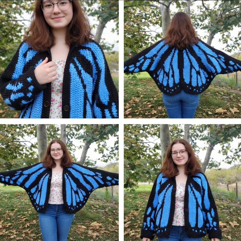 Monarch Butterfly Crochet Cardigan Pattern | Oversized Wings Sweater ...