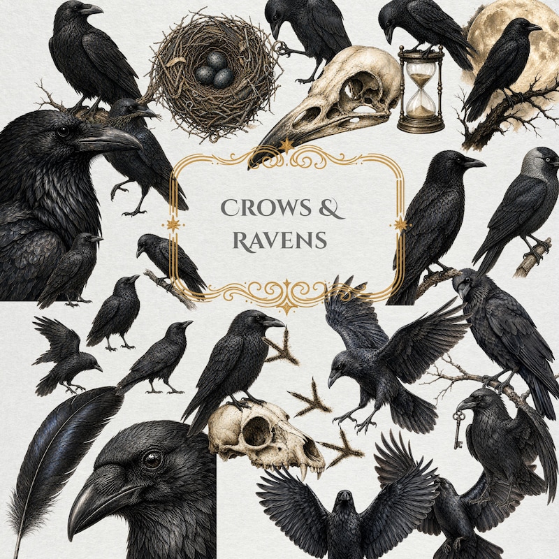 Dark Academia Art Crow - Etsy