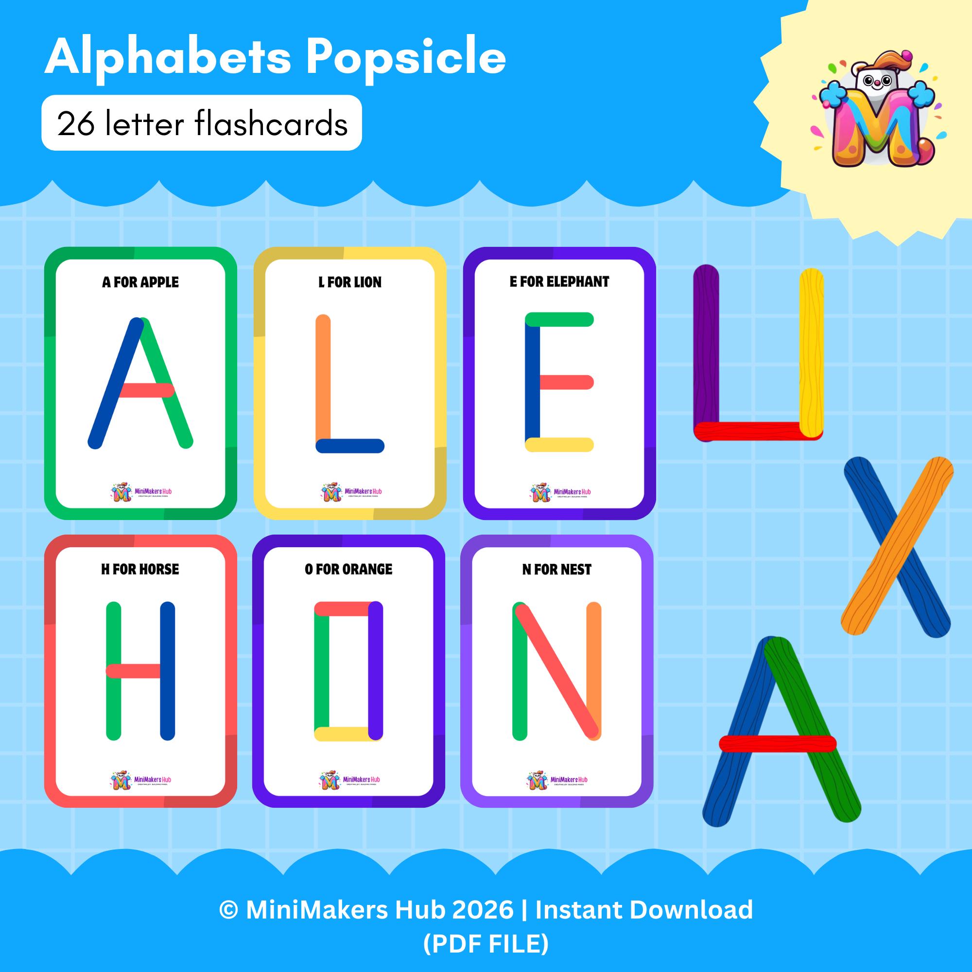 Popsicle Stick Building Cards | Alphabet, Numbers, Shapes Activity ...