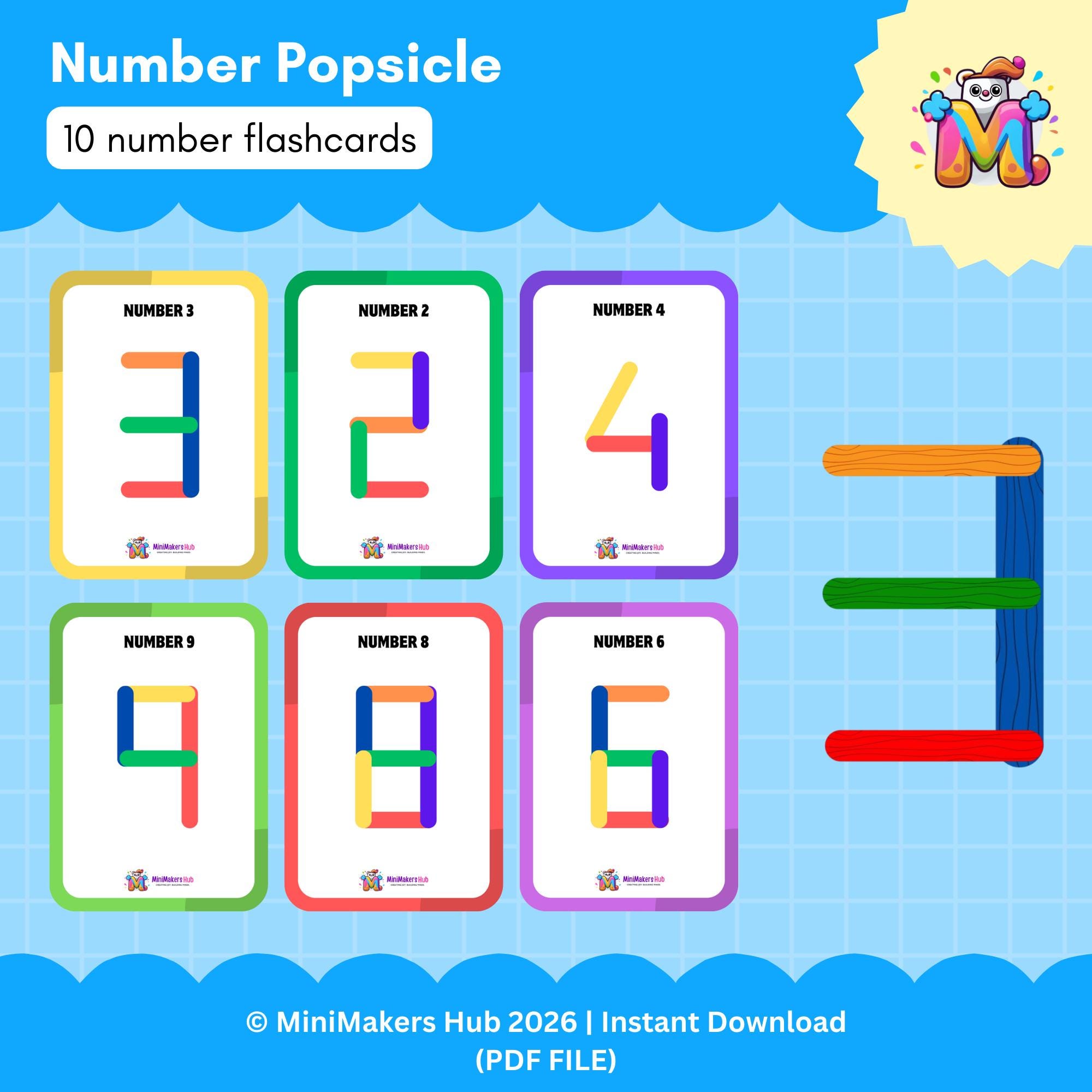 Popsicle Stick Building Cards | Alphabet, Numbers, Shapes Activity ...