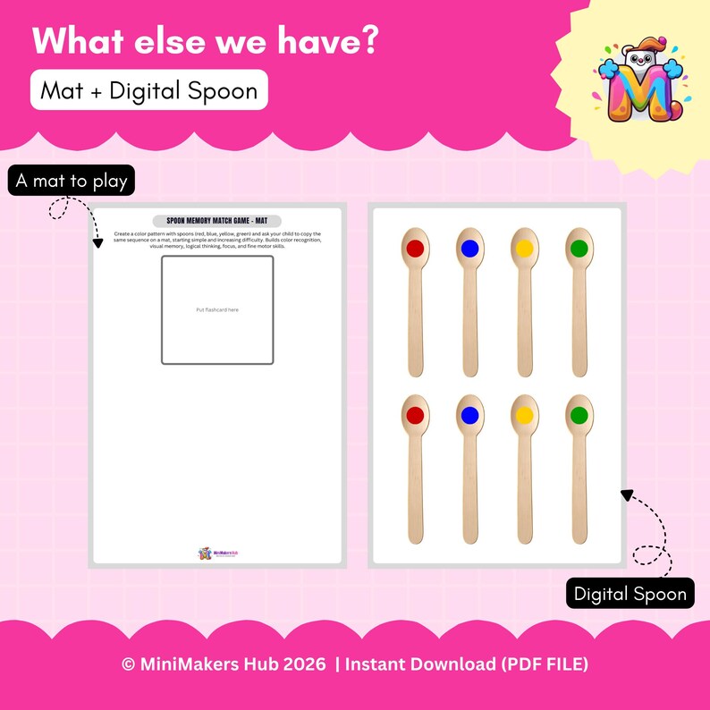 Color Spoon Pattern Game | Montessori Fine Motor Skills Activity (PDF ...
