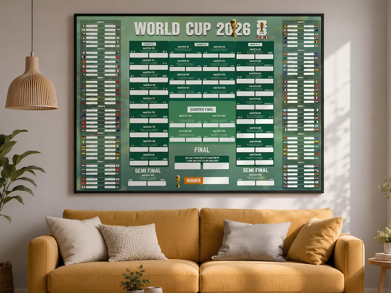 FIFA World Cup 2026 Schedule Wall Chart Printable, Editable Soccer ...