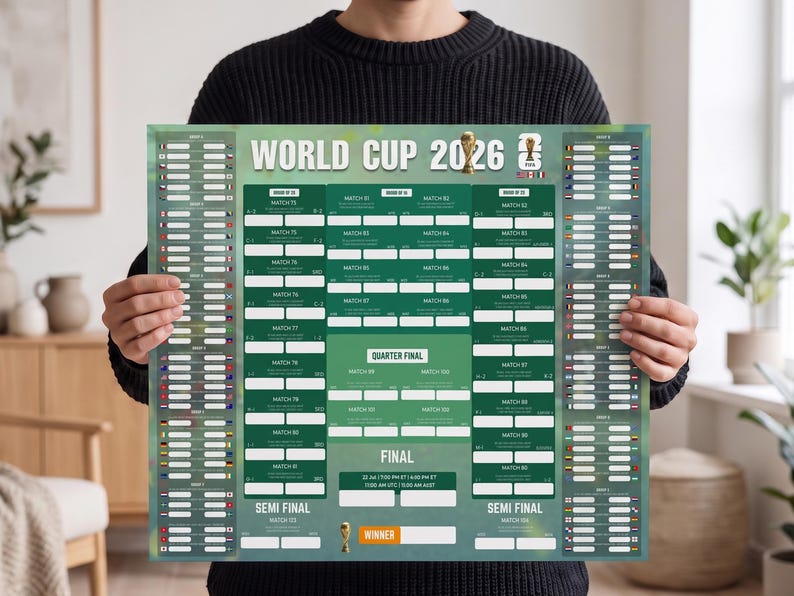 FIFA World Cup 2026 Schedule Wall Chart Printable, Editable Soccer ...