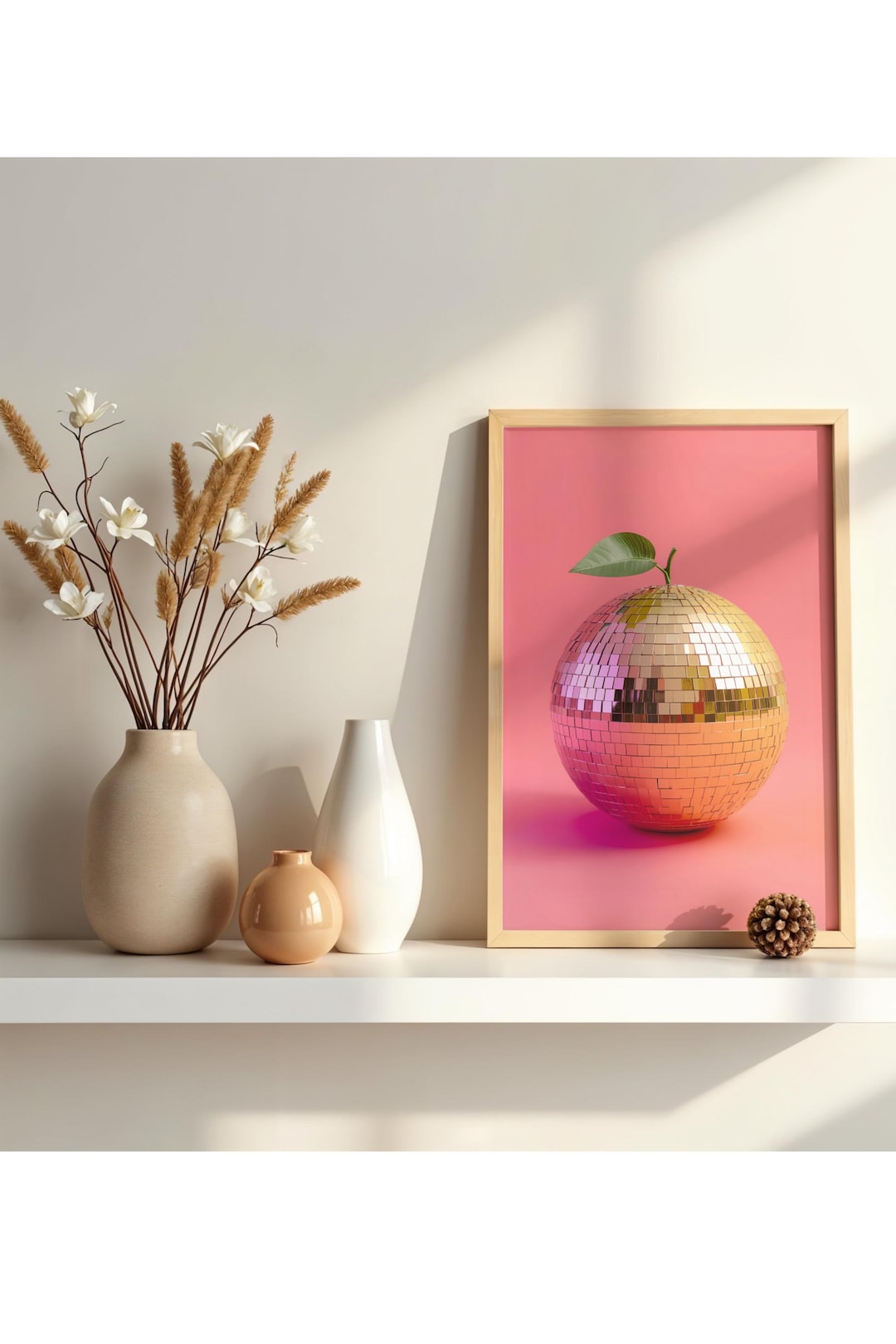 Retro Disco Lemon Print, Pink Groovy Citrus Wall Art (digital Download ...