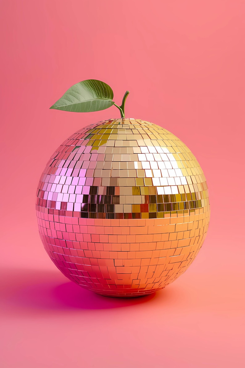 Retro Disco Lemon Print, Pink Groovy Citrus Wall Art (digital Download ...