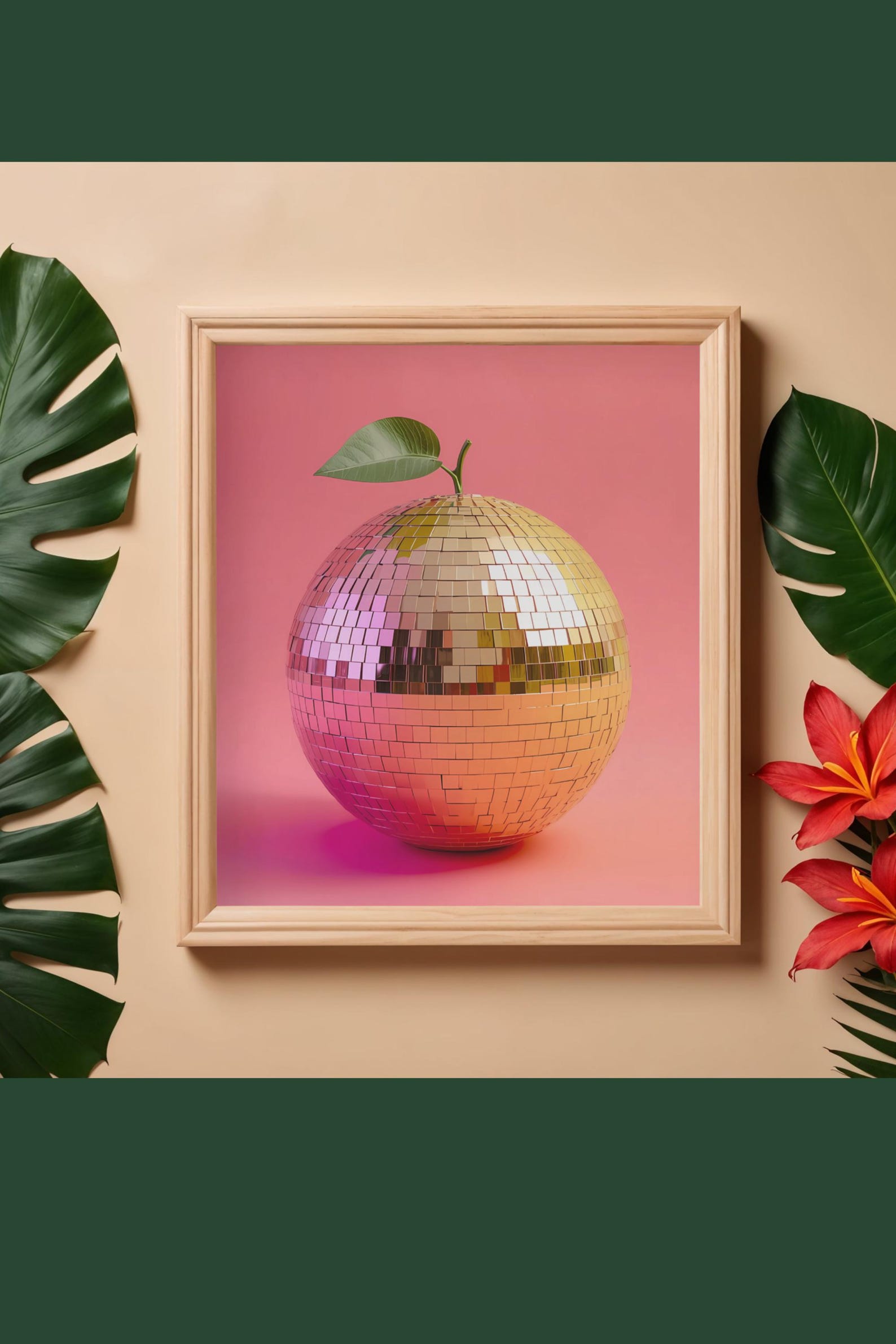 Retro Disco Lemon Print, Pink Groovy Citrus Wall Art (digital Download ...