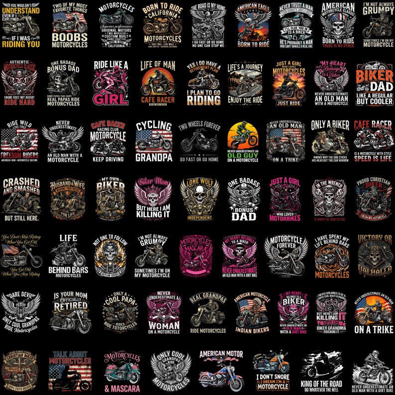 100 Designs Classic Motorcycle Png Bundle, Biker Shirt Designs ...