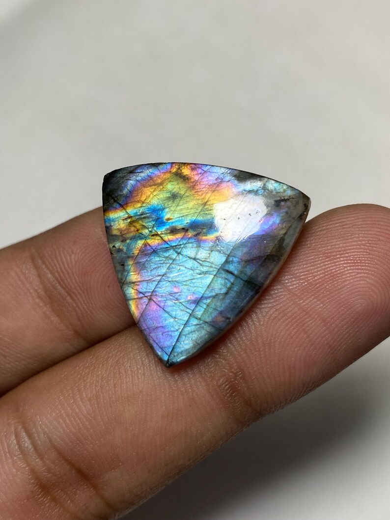 Purple Flash Spectrolite Labradorite Cabochon, 20ct Fancy Triangle Flat ...