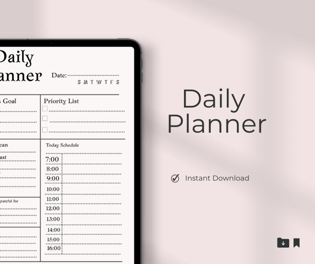 Minimalist Daily Planner Printable | Productivity To-do List (instant ...