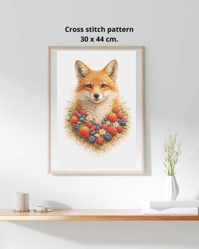 Fox Berry Cross Stitch Pattern, Woodland Animal Embroidery Design (PDF ...