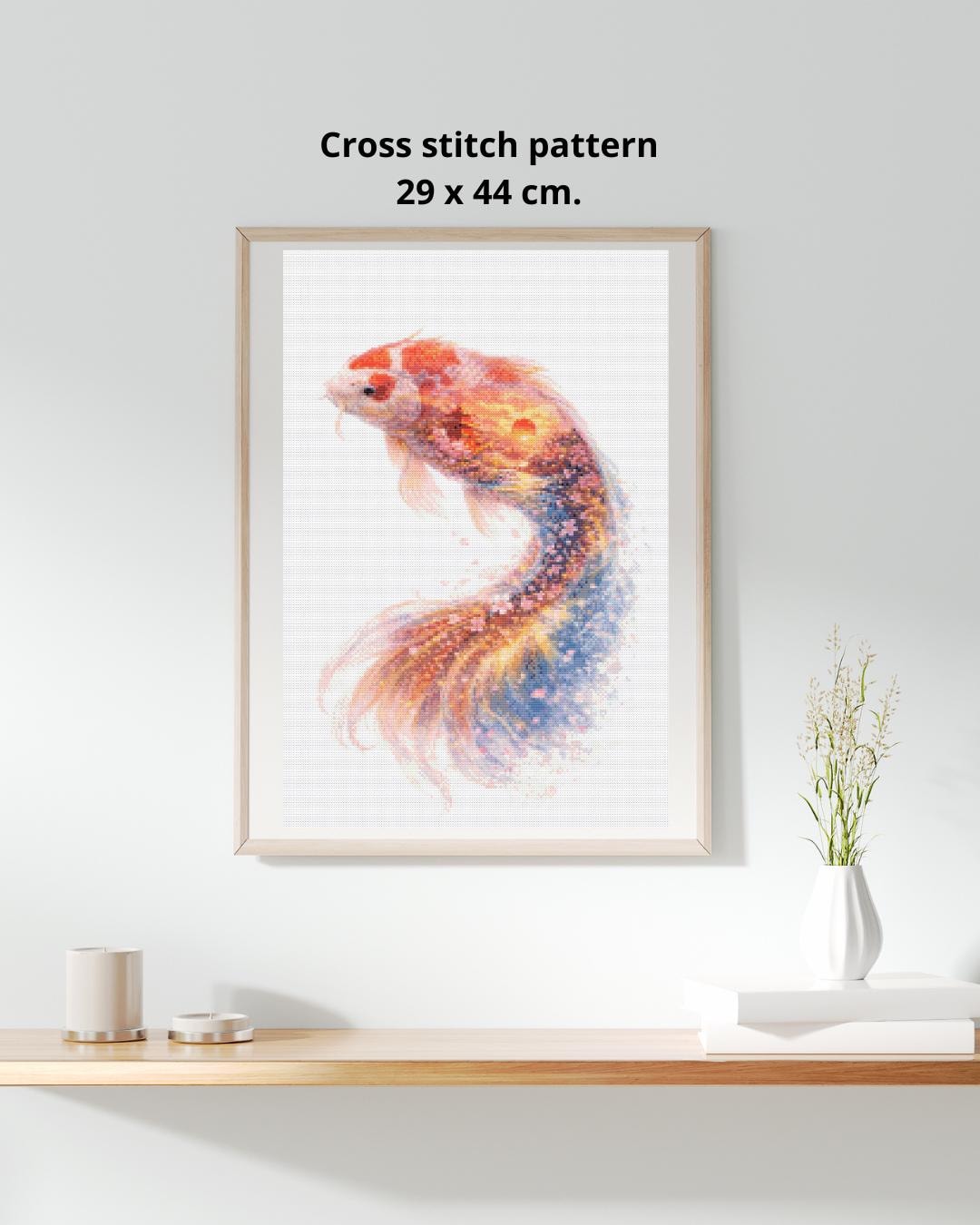 Koi Fish Cross Stitch Pattern, Japanese Aquatic Embroidery Chart (PDF ...