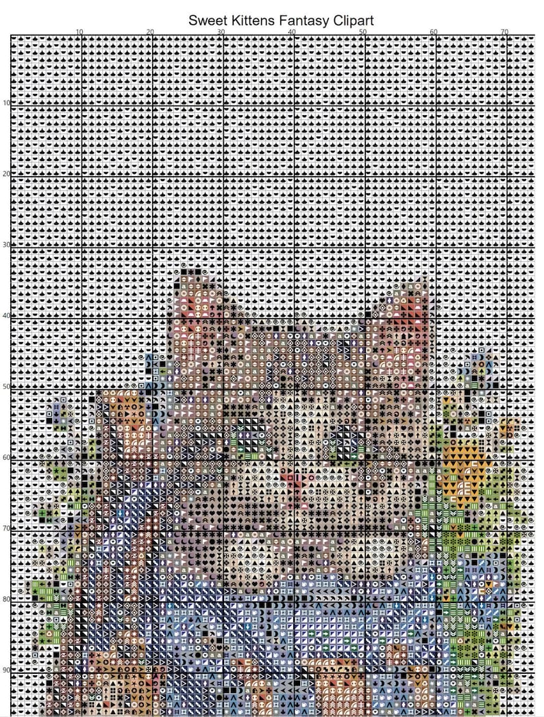 Cute Cats Collection Cross Stitch Pattern PDF, Kawaii Cat Sampler ...