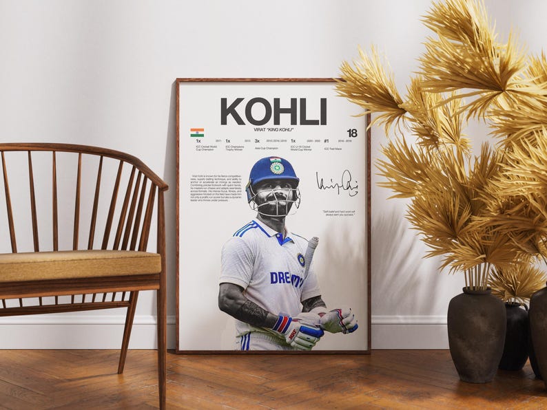 Virat Kohli Poster, Cricket Wall Print, Cricket Player Poster, India ...