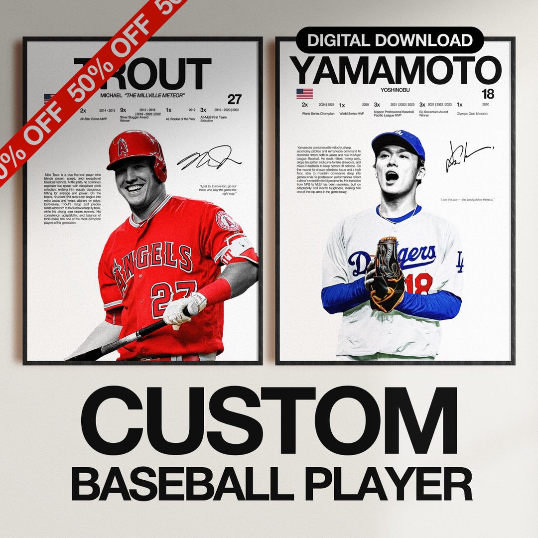 Custom Baseball MLB Athlete Poster, Personalized MLB Wall Print ...