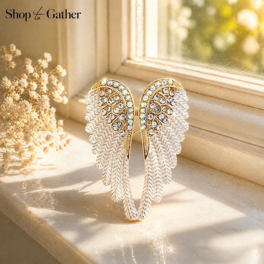 Brooch for Women, Luxury Angel Wings Brooch Pin – Crystal Feather ...