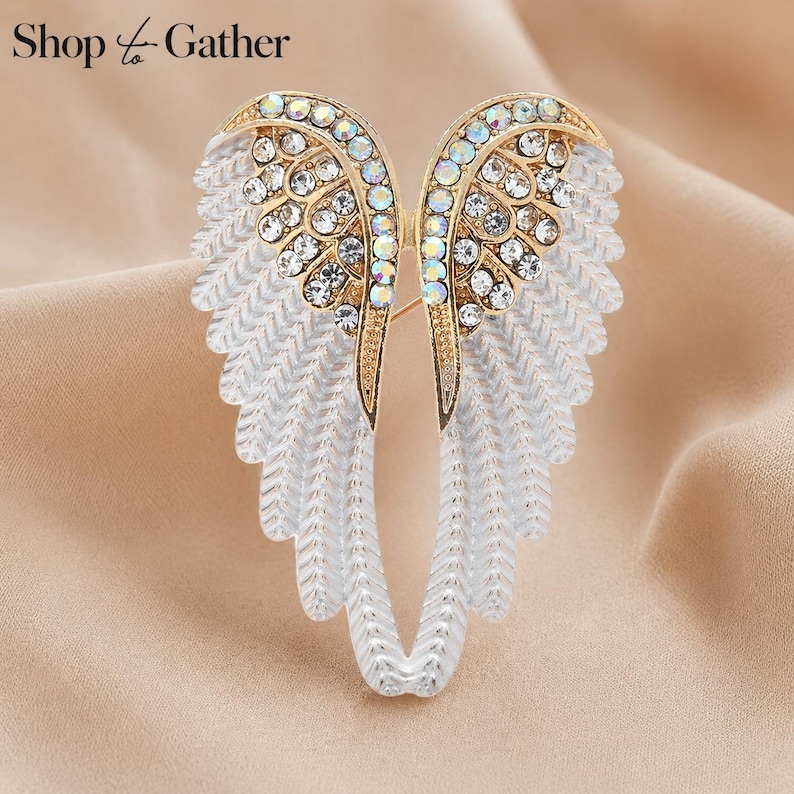 Brooch for Women, Luxury Angel Wings Brooch Pin – Crystal Feather ...