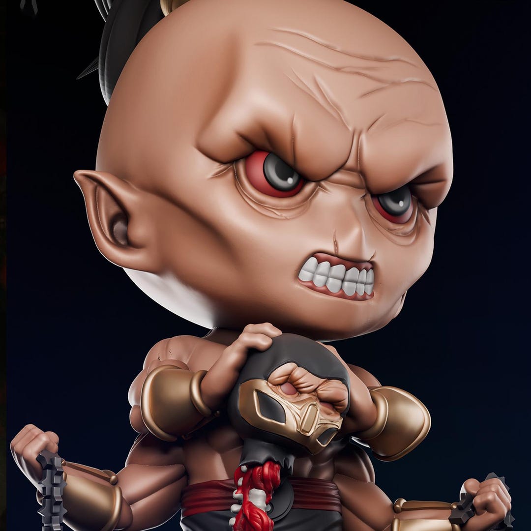 Goro Chibi Fanart STL Statue | 1/6 Scale | Stylized Fighter Holding ...