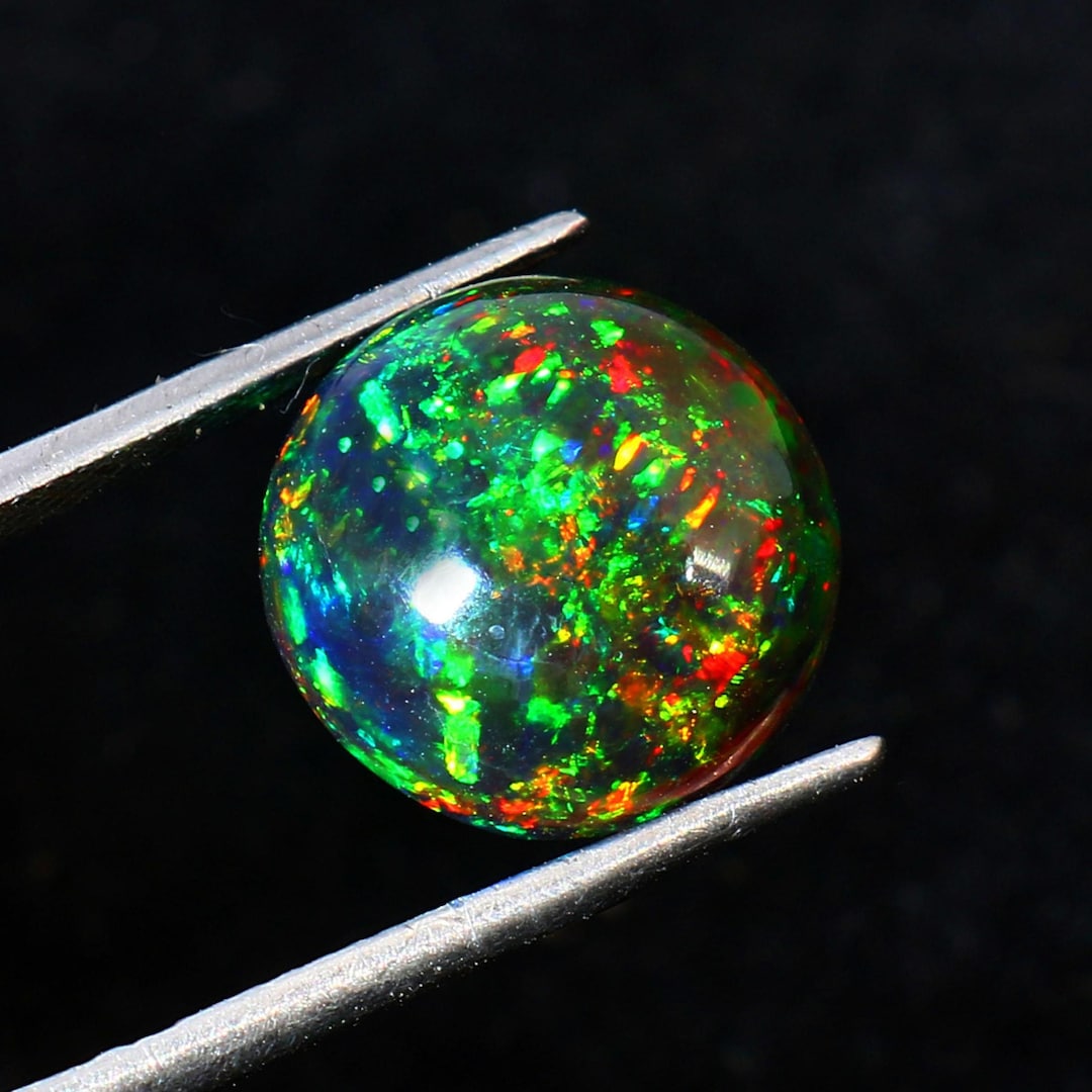 Black Opal Cabochon 10x10 Mm - Opal Cabochon-black Opal- Opal Gemstone ...