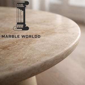 Handmade Oval Travertine Dining Table – Modern Minimalist Pedestal ...