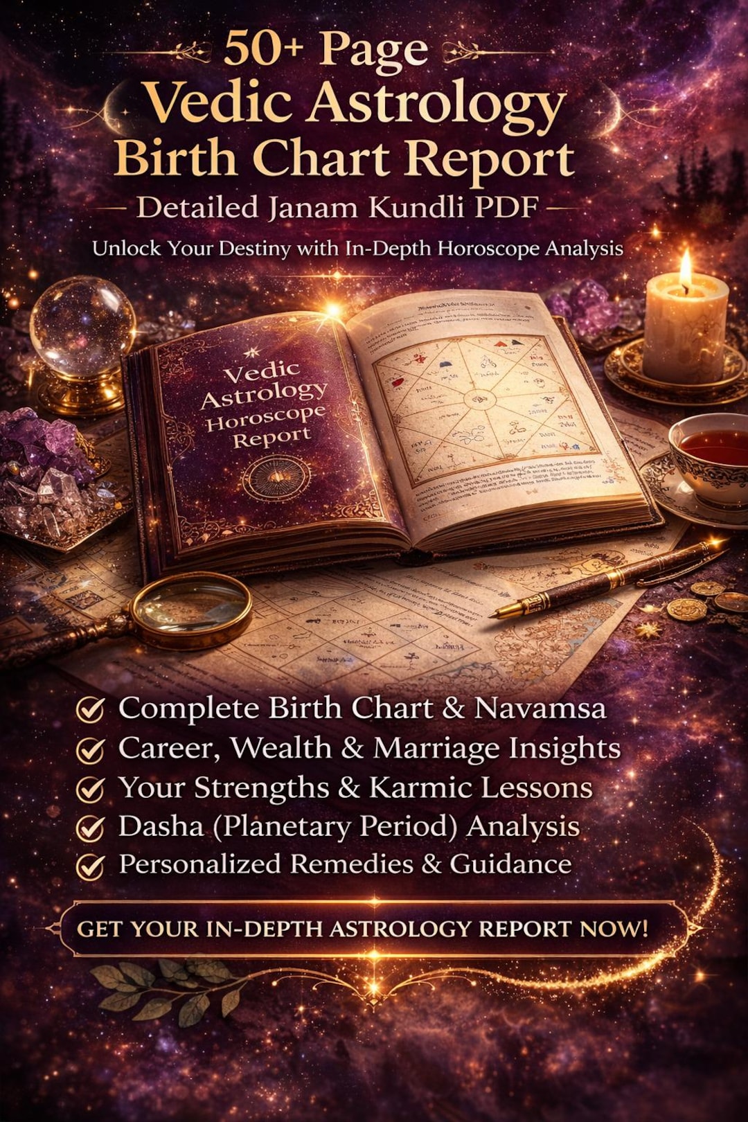 Vedic Astrology Birth Chart Report | Detailed Janam Kundli PDF (50 ...