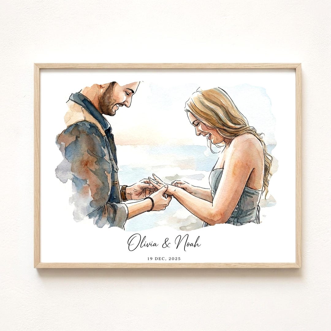 Minimal Line Art Couple Portrait From Photo | Watercolour Proposal ...
