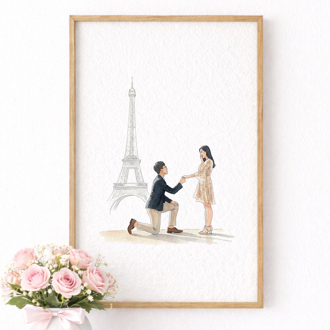 Custom Couple Portrait From Photo | Watercolour Anniversary Keepsake ...