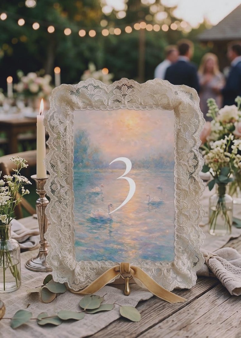 Swan Lake Wedding Table Numbers 1–30 – Monet Inspired Minimalist ...
