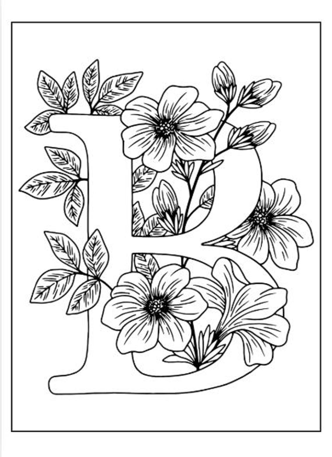Alphabet Flower Colouring Book - Etsy
