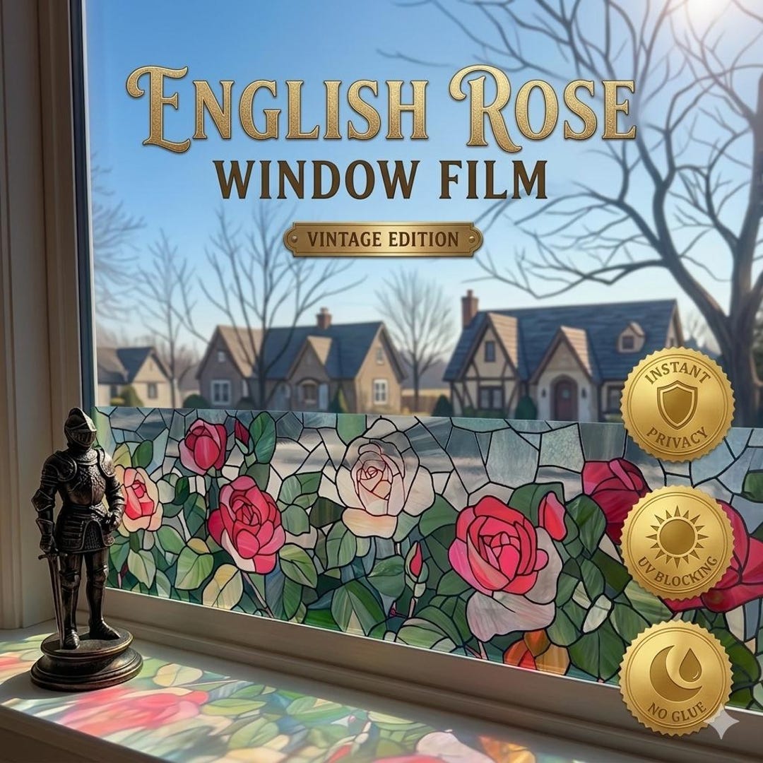 Enhance Your Home With This English Rose Stained Glass Window Film, a ...
