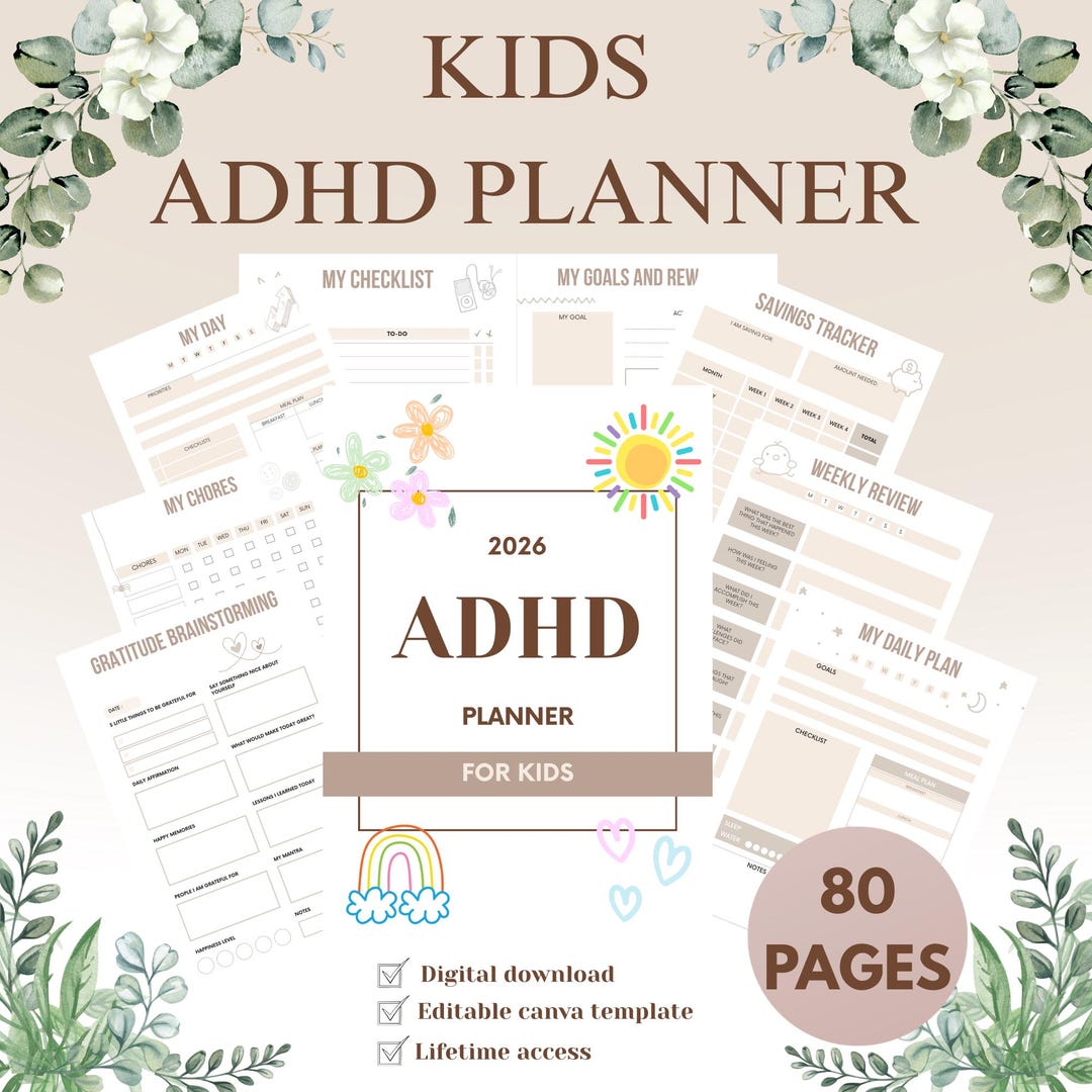 Kids ADHD Planner Organiser Printable PDF Child Focus Routine Schedule ...