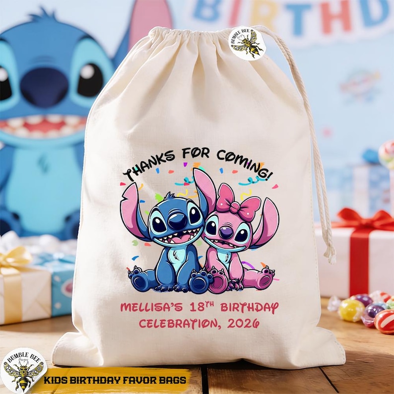 Custom Stitch Lilo Disney Birthday Bags, Stitch Birthday Favor Bags ...