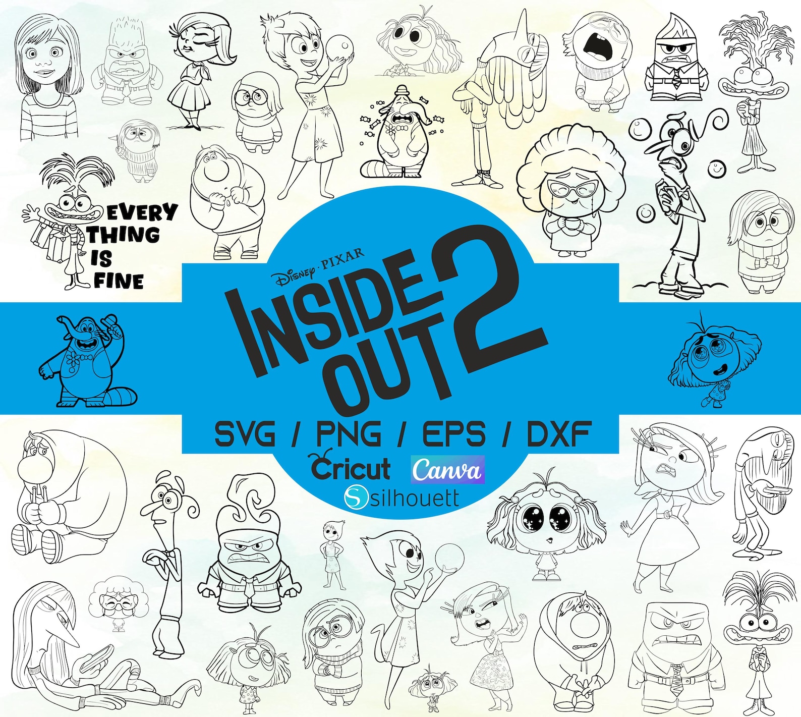 Inside Out Cliparts Bundle: SVG Cut Files for Cricut / Silhouette ...