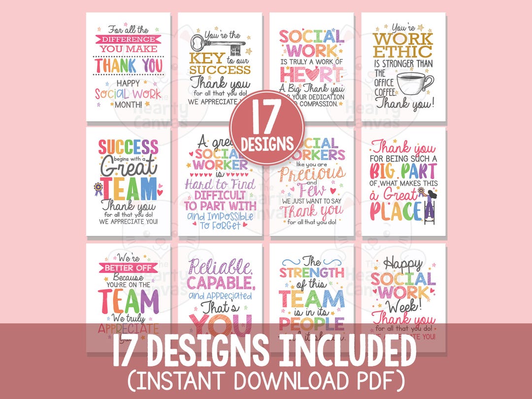 Social Work Month Printable Signs, Thank You Social Worker Appreciation ...
