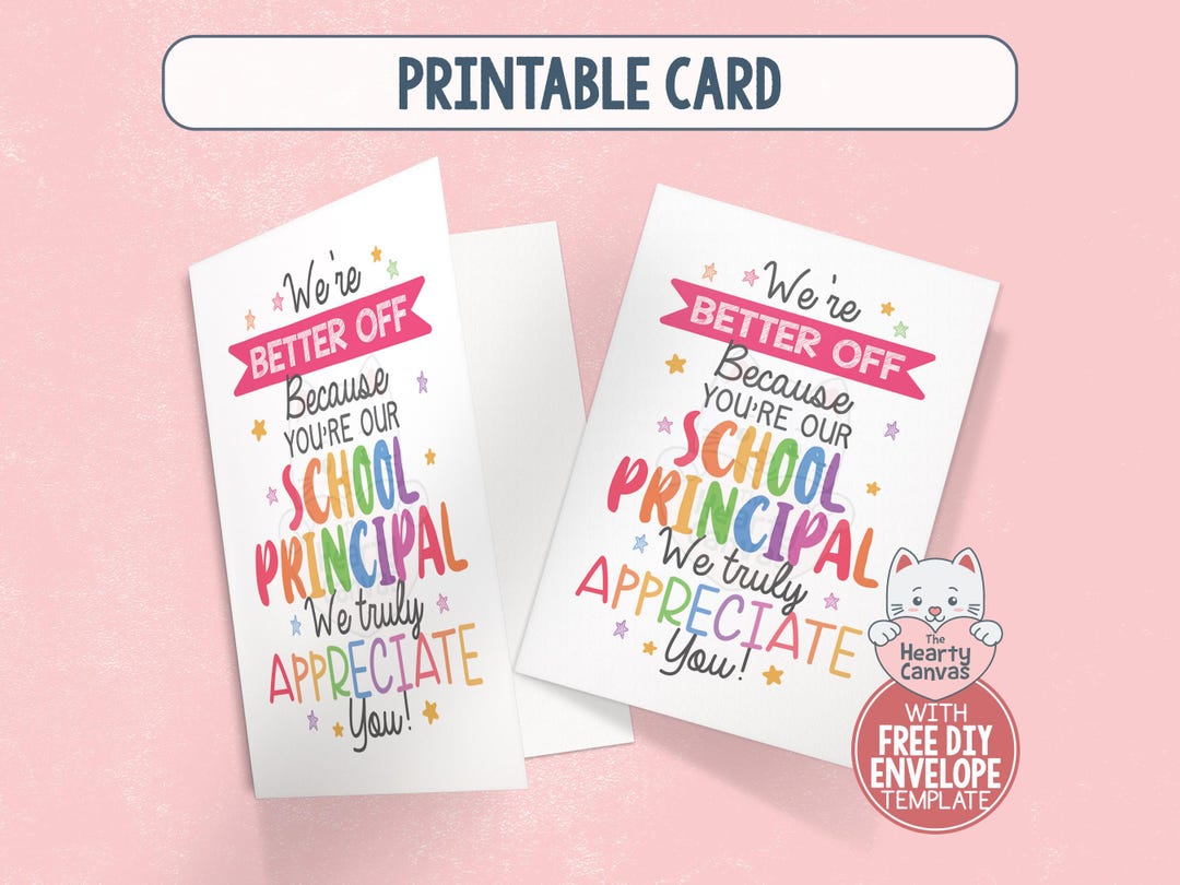 Principal Appreciation Card, Printable Principal Thank You Gift - Etsy