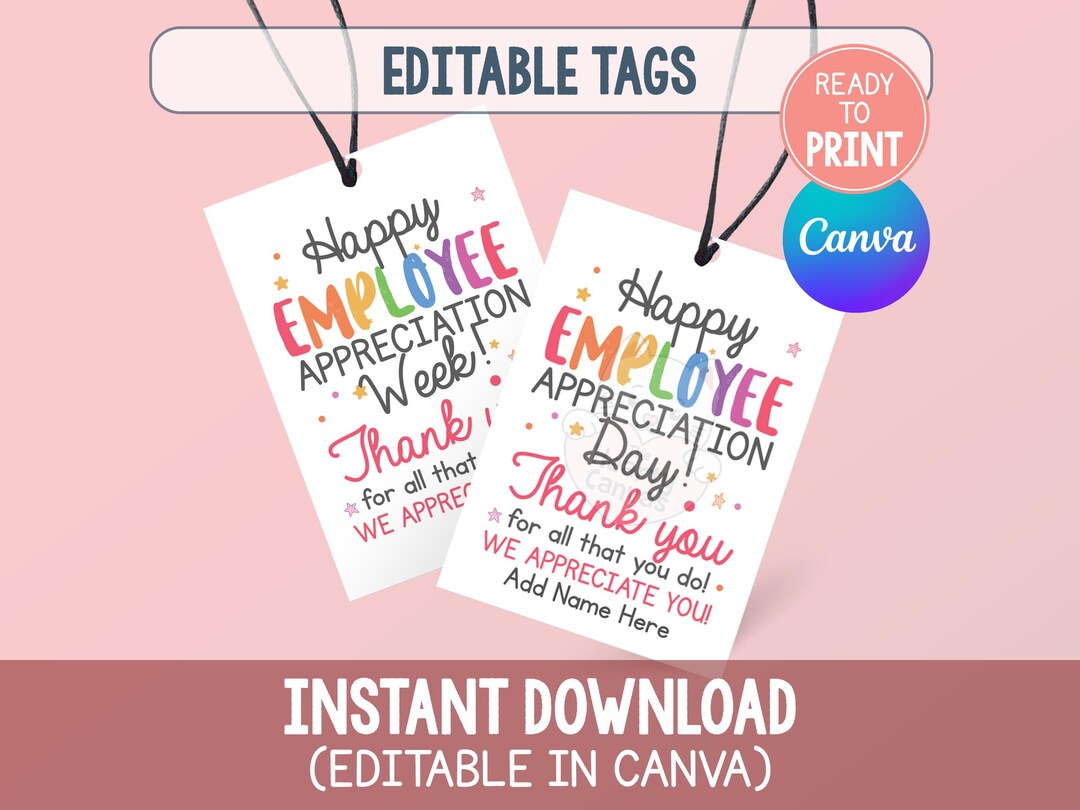 Employee Appreciation Day Gift Tag Printable, Thank You Employees Week ...