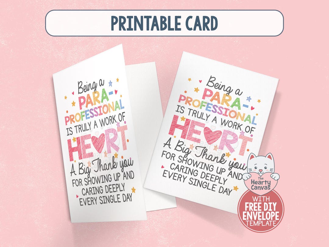 Paraprofessionals Gift, Printable Para Appreciation Card, Thank You ...