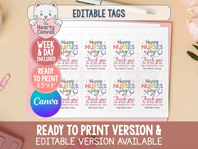 Étiquettes de la semaine des infirmières, étiquettes cadeaux ...