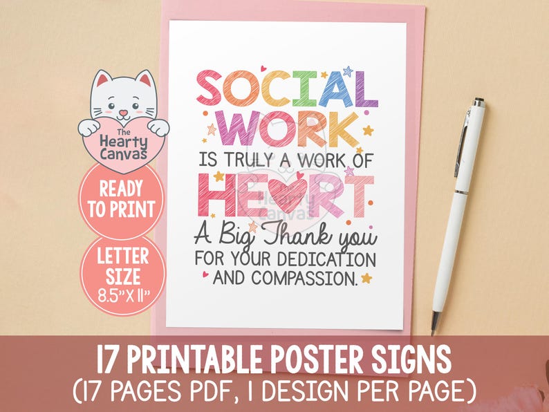 Social Work Month Printable Signs, Thank You Social Worker Appreciation ...
