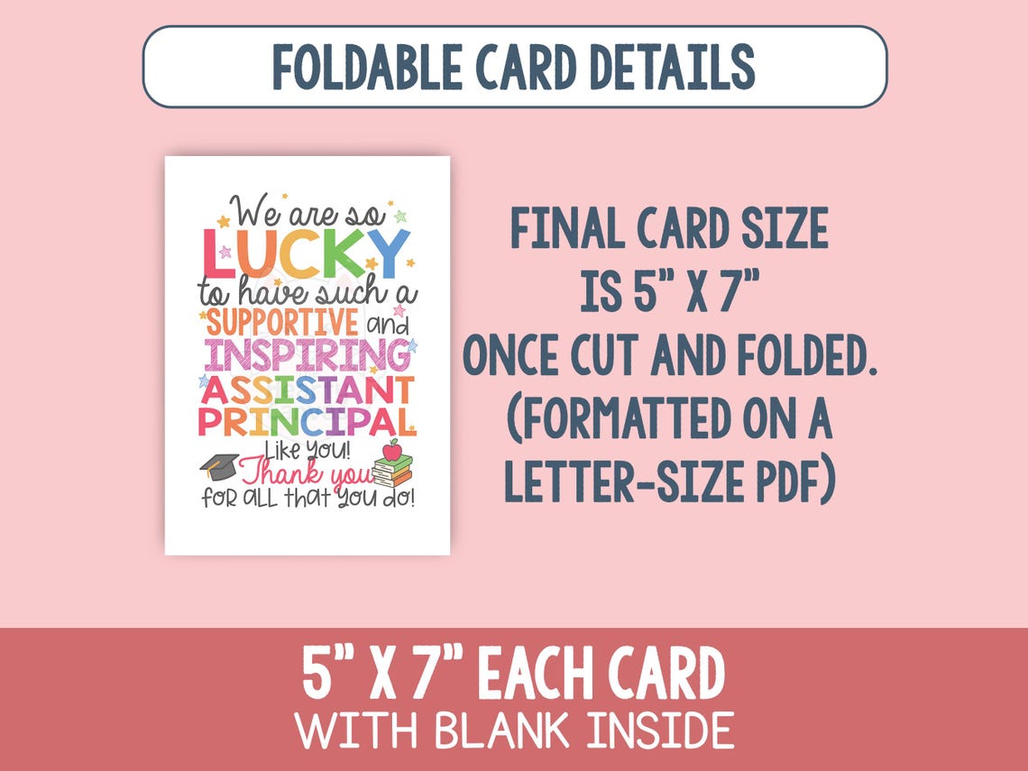 Assistant Principal Card Printable, Assistant Principal Appreciation ...