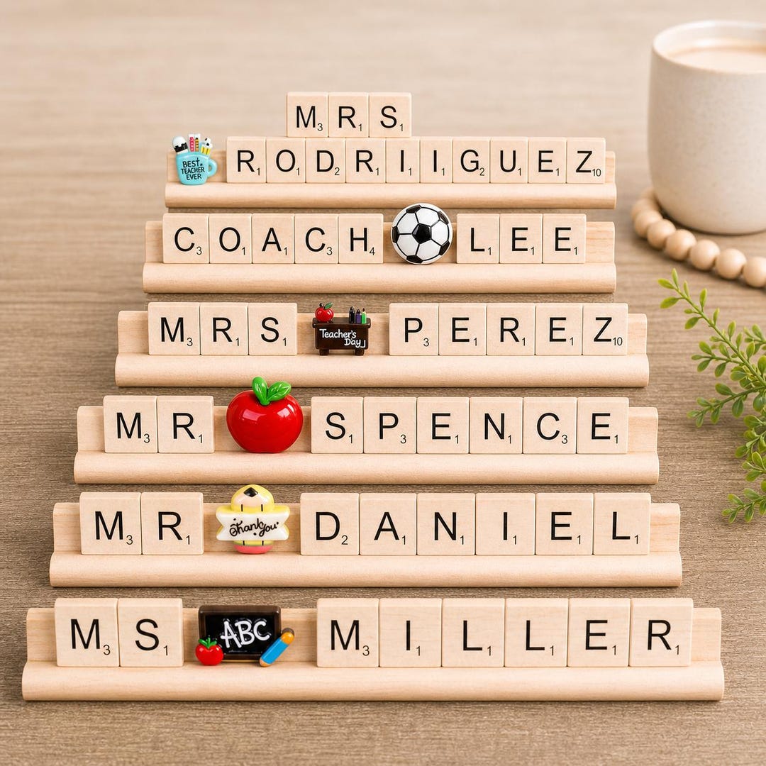 Personalized Teacher Name Sign, Wooden Desk Name Plate, Custom Teacher ...